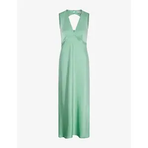 OMNES Nova Tie-back Satin Maxi Dress - Green