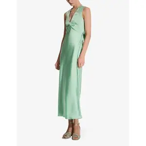OMNES Nova Tie-back Satin Maxi Dress - Green
