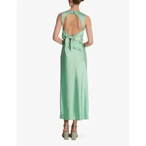 OMNES Nova Tie-back Satin Maxi Dress - Green