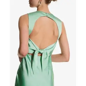 OMNES Nova Tie-back Satin Maxi Dress - Green
