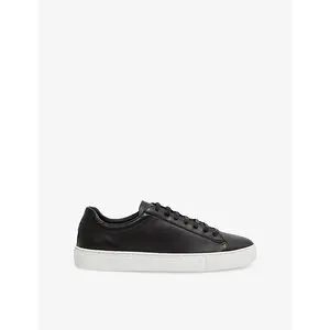 REISS Finley Leather Low-top Trainers - Black