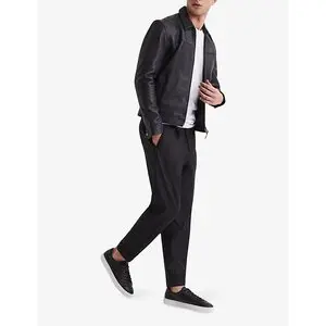 REISS Finley Leather Low-top Trainers - Black