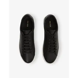 REISS Finley Leather Low-top Trainers - Black