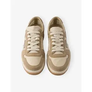 Prada Downtown Re-nylon And Suede Low-top Trainers - Neutral