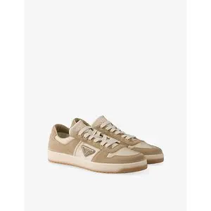 Prada Downtown Re-nylon And Suede Low-top Trainers - Neutral