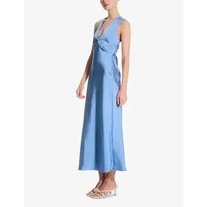 OMNES Nova Tie-back Satin Maxi Dress - Blue