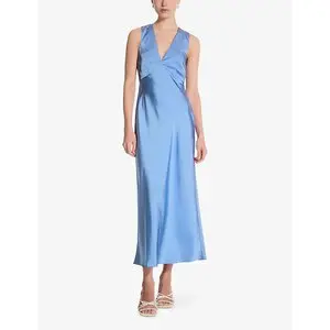 OMNES Nova Tie-back Satin Maxi Dress - Blue