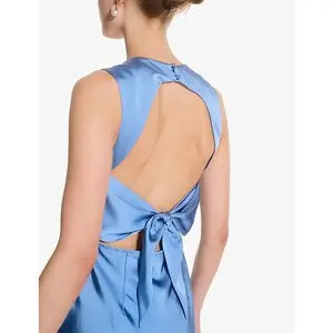OMNES Nova Tie-back Satin Maxi Dress - Blue