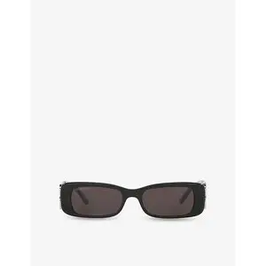Balenciaga Balenciaga BB0096S Dynasty Rectangle-Frame Sunglasses Gold