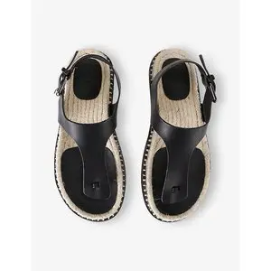 CastaÑer Tokio Leather Thong Sandals - Black