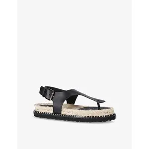 CastaÑer Tokio Leather Thong Sandals - Black