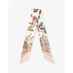 ASPINAL OF LONDON Edwardian Garden Silk Twill Scarf - Taupe