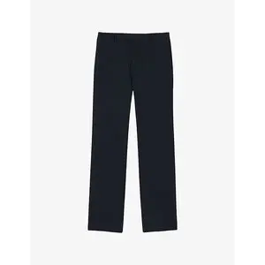 Sandro Slim-fit Straight-leg Stretch-wool Trousers - Bleus