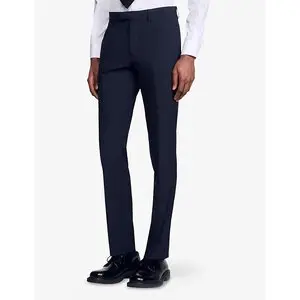 Sandro Slim-fit Straight-leg Stretch-wool Trousers - Bleus
