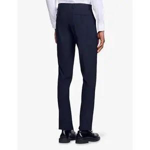 Sandro Slim-fit Straight-leg Stretch-wool Trousers - Bleus