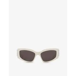 Balenciaga B0321s Rectangle-frame Sunglasses - White