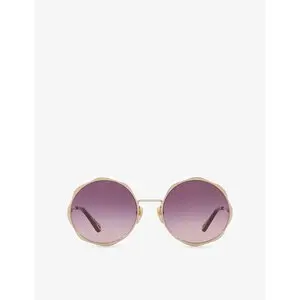 Chloé Ch0184s Round-frame Metal Sunglasses - Gold