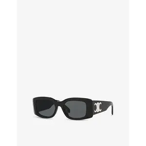 Celine Cl40282u Triomphe Rectangle-frame Sunglasses - Black