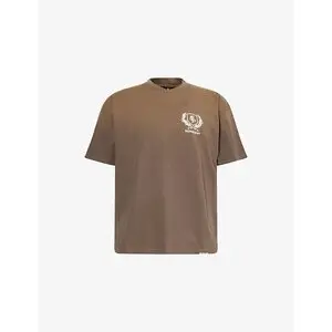 REPRESENT Crest Text-print Cotton T-shirt - Dark Taupe