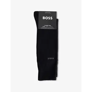 Hugo Boss Intarsia-logo Crew Socks Pack Of Two - Black
