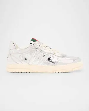 Gucci Re-Web Mirror Leather Sneakers - Silver