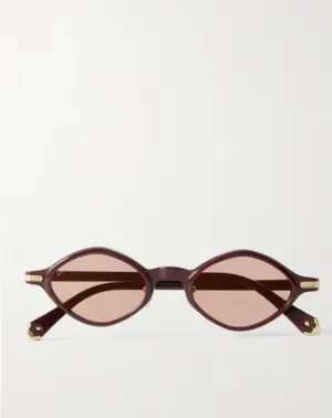 CARTIER Signature Round-frame Acetate Sunglasses - Burgundy