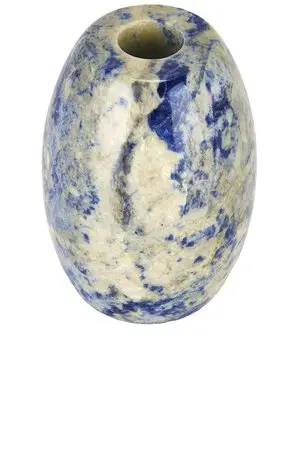 LOREN STEWART Ovo Candle Holder In Blue - Blue Marble