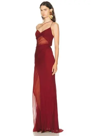 THE SEI Strappy Diaphanous Gown - Brick