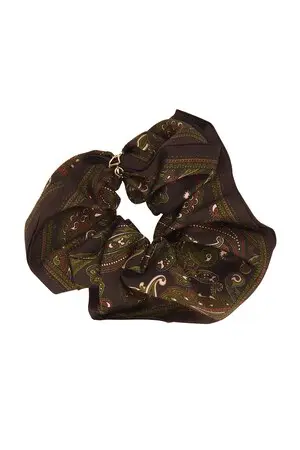 Saint Laurent Silk Scrunchie - Brown & Light Brown