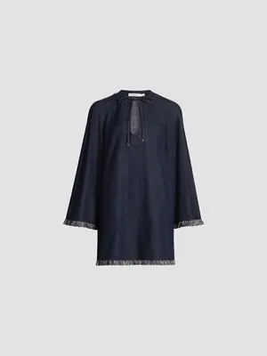 Zimmermann Rhiannon Fringe Denim Minidress - Atlantic