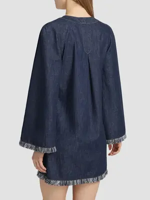 Zimmermann Rhiannon Fringe Denim Minidress - Atlantic