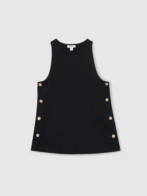 REISS Cosmo Button Side Sleeveless Top
