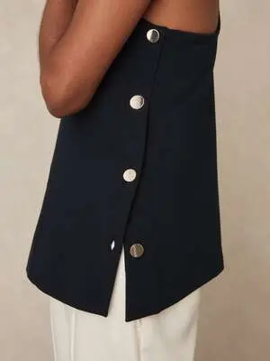 REISS Cosmo Button Side Sleeveless Top