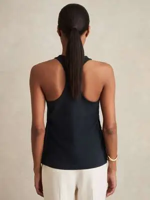REISS Cosmo Button Side Sleeveless Top