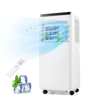 GYMAX Portable Air Conditioner 8000 Btu Floor Ac Unit Fan & Dehumidifier W/ 24h Timer 2 Fan Speeds - White