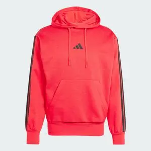 Adidas Essentials 3-stripes Fleece Hoodie - Pure Ruby / Black