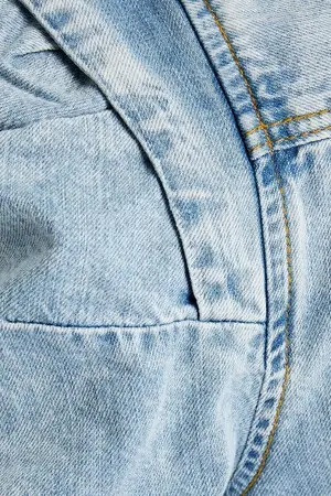 FRAME Gathered Denim Mini Shirt Dress
