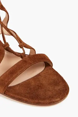 GIANVITO ROSSI Suede Lace-up Block Heel Sandals