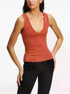Karl Lagerfeld Ribbed V-neck Tank Top - Orange