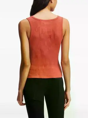 Karl Lagerfeld Ribbed V-neck Tank Top - Orange