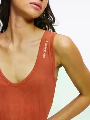 Karl Lagerfeld Ribbed V-neck Tank Top - Orange
