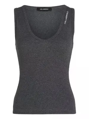 Karl Lagerfeld V-neck Ribbed Tank Top - Grey