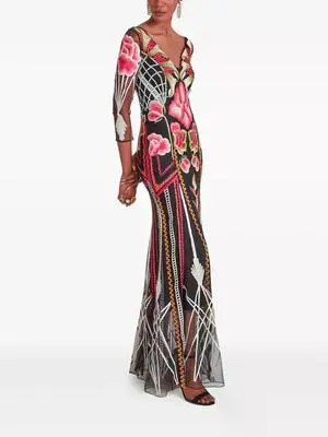 TEMPERLEY LONDON Romina Floral-embroidered Maxi Dress