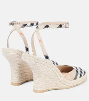 Burberry Check Espadrille Wedge Sandals