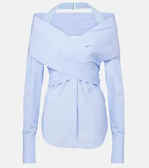 PATOU Draped Cotton Poplin Blouse