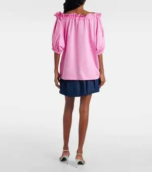 PATOU Cotton Jersey Bow Top - Pink