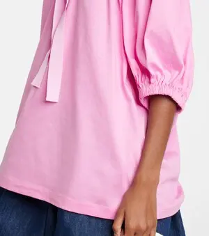 PATOU Cotton Jersey Bow Top - Pink