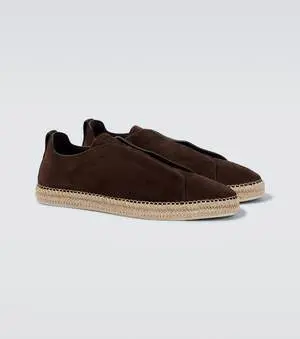 Zegna Triple Stitch Suede Espadrilles - Brown