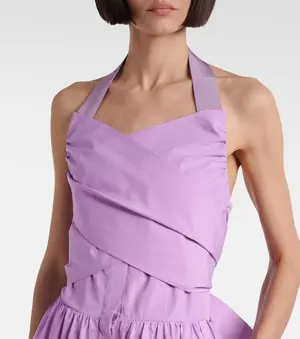 PATOU Gathered Faille Midi Dress