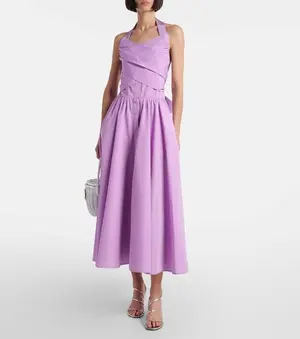PATOU Gathered Faille Midi Dress